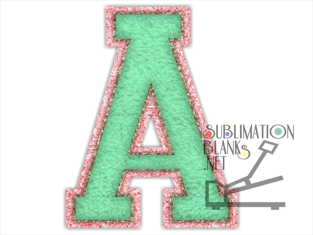 MINT Green, Pink, Gold, CHENILLE Letters, PNG, Patches, Varsity ...