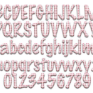 Red White Hearts Alphabet PNG VALENTINE Png Font Png - Etsy