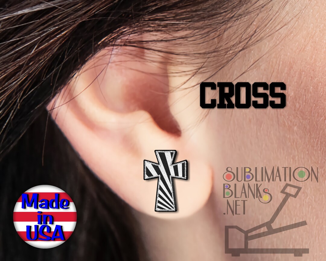 CROSS STUD Earrings SUBLIMATION Blanks Christian Earrings Religious ...