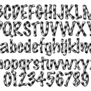 BLACK WHITE PLAID, Christmas Font, Buffalo Plaid Png, Alphabet ...