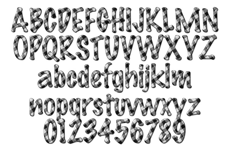 Png, Digital, Alphabet, BLACK AND WHITE Png, Christmas Font, Buffalo ...