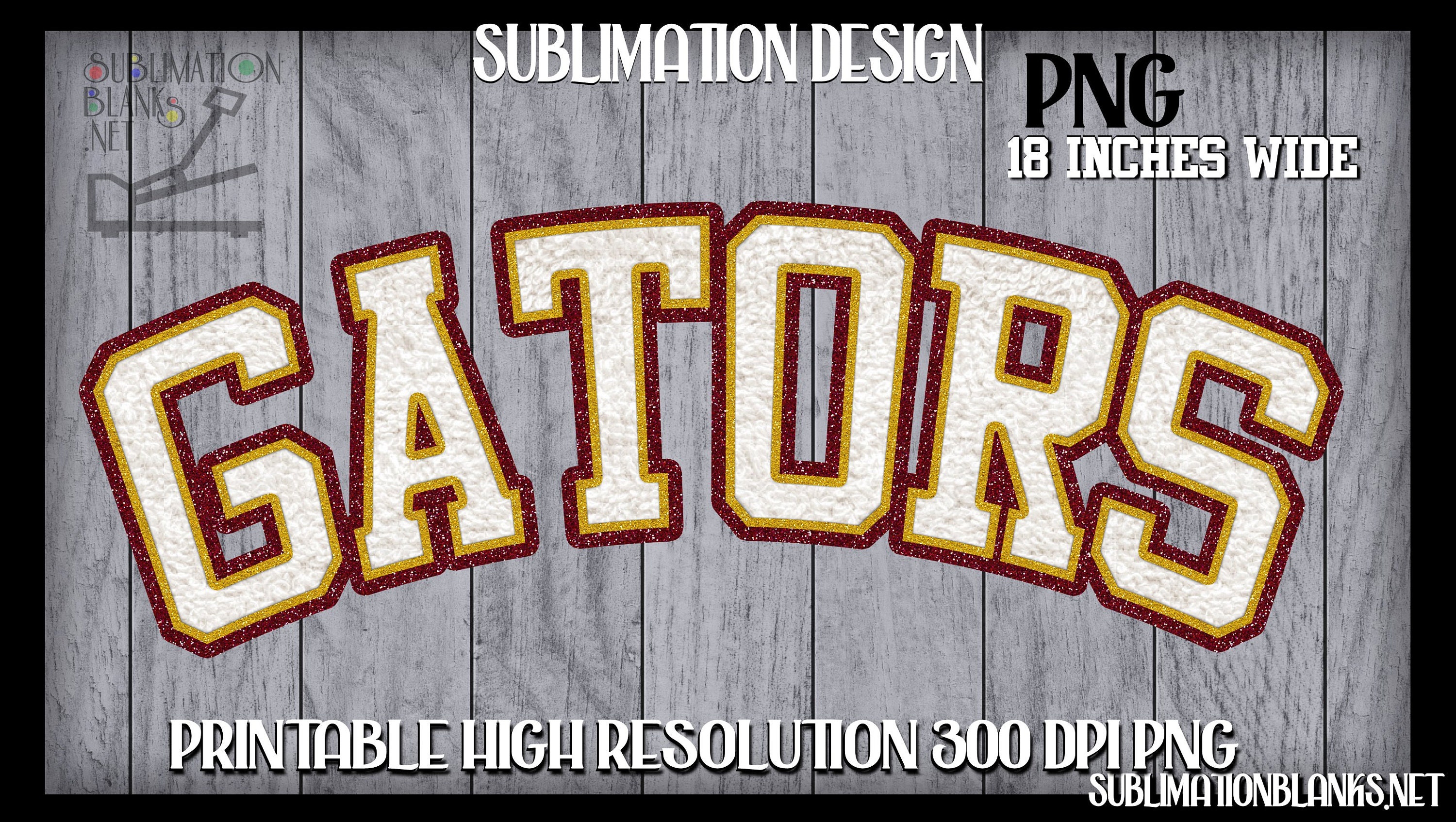 GATORS Png White Maroon Gold Glitter Faux CHENILLE Patch Varsity Team ...