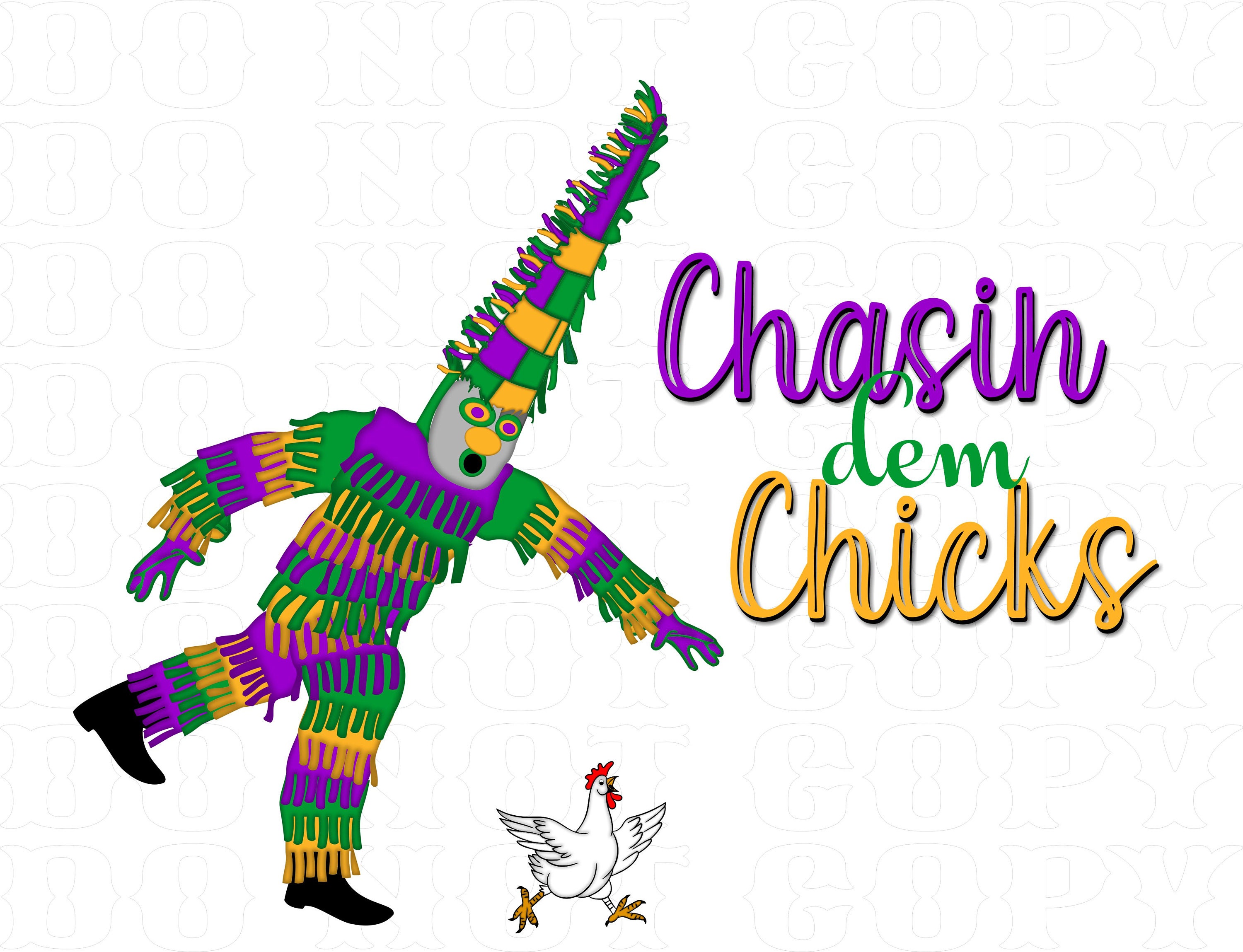 SVG PNG Traditional Cajun Mardi Gras Chasing Chicken Sublimation ...