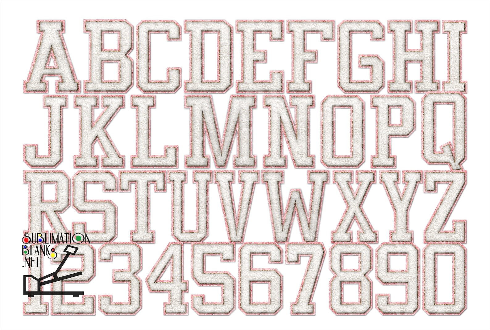 Pink Gold CHENILLE Letters PNG Patches Varsity Alphabet - Etsy
