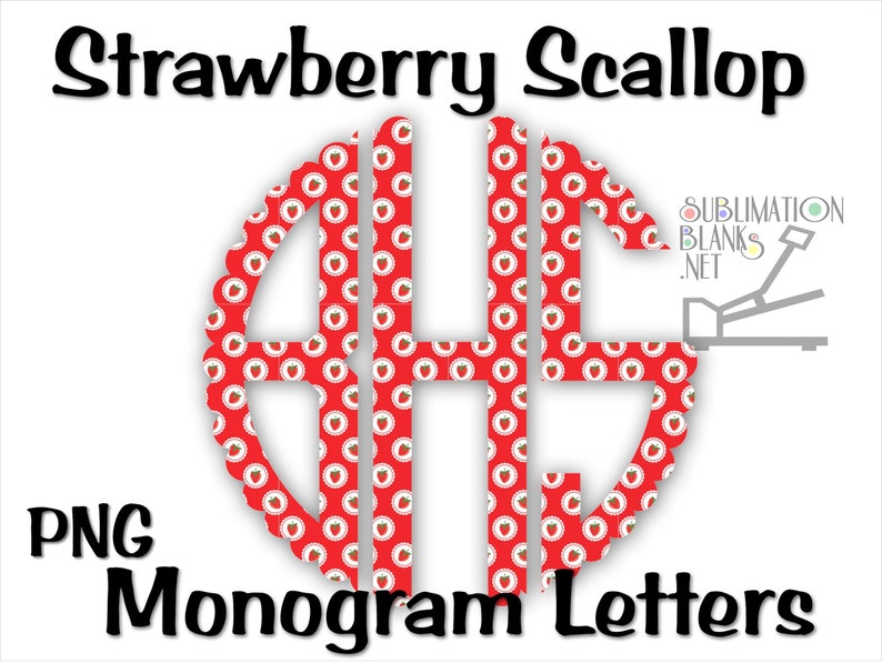 STRAWBERRY Scallop Monogram Font Large 10 Font - Etsy