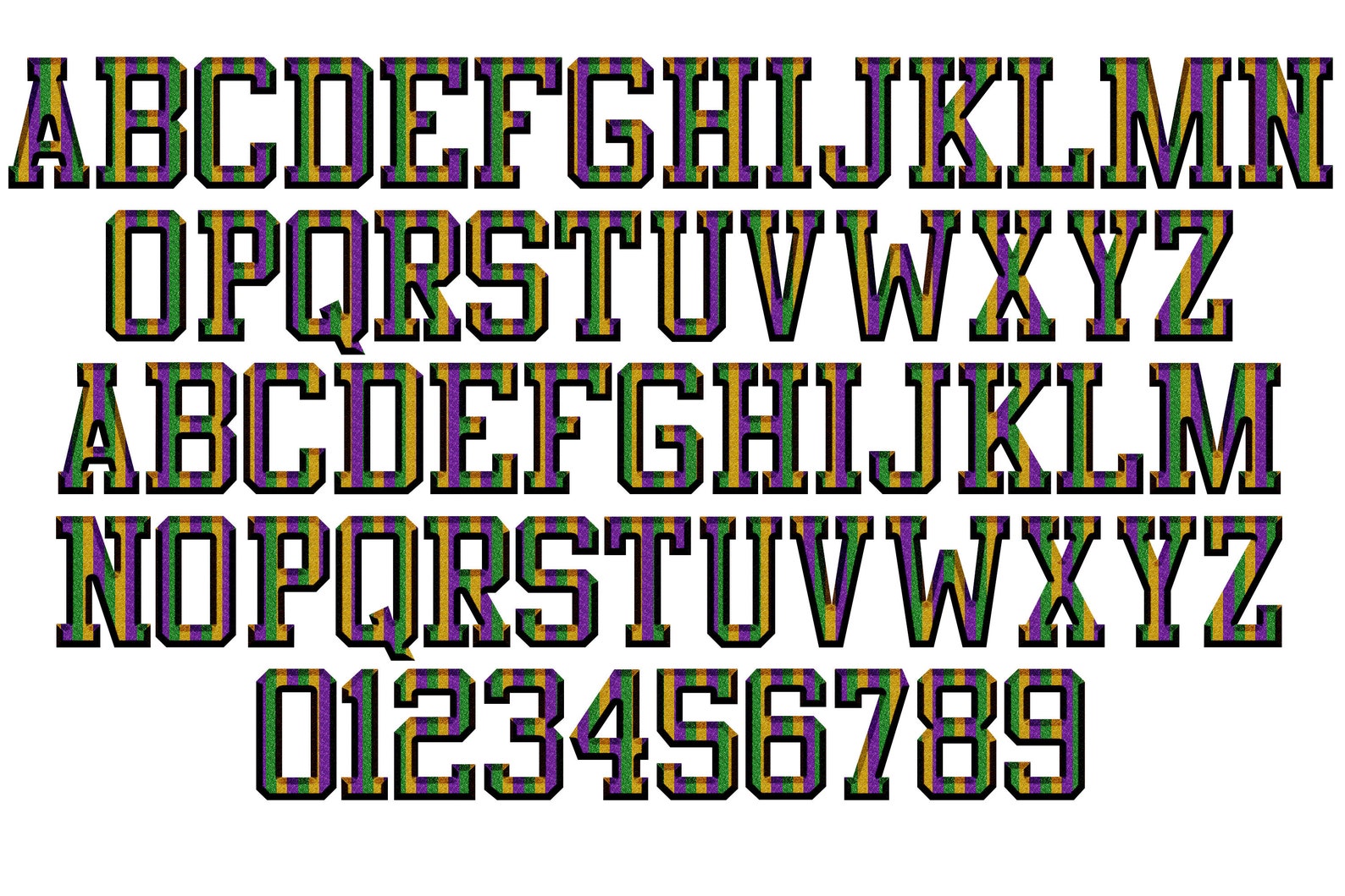 GLITTER Font Stripe Cajun MARDI GRAS Png Font Png Letters | Etsy