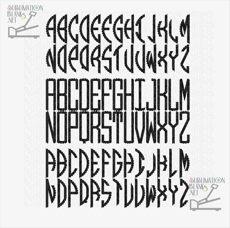 STRAWBERRY Scallop Monogram Font Large 10 Font - Etsy