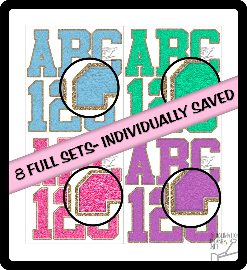 8 SETS Faux Chenille Alphabet PNG Varsity Letters Sublimation - Etsy