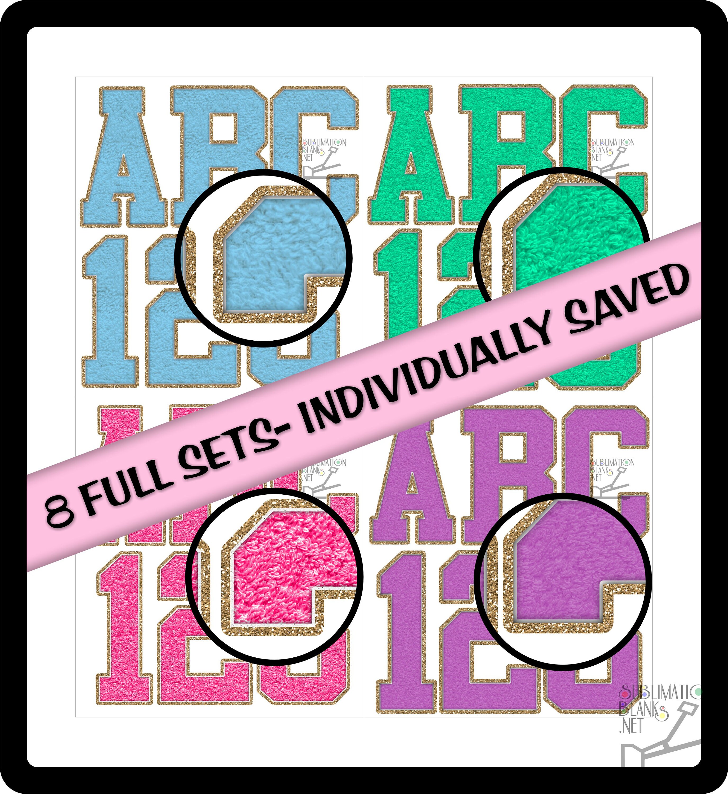 8 SETS Faux Chenille Alphabet PNG Varsity Letters Sublimation - Etsy