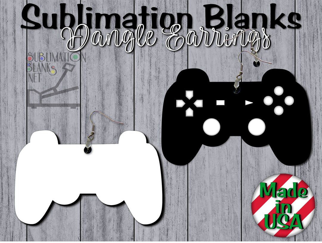 Single Sided GAME CONTROLLER Gamer Dangle Earrings Men SUBLIMATION ...