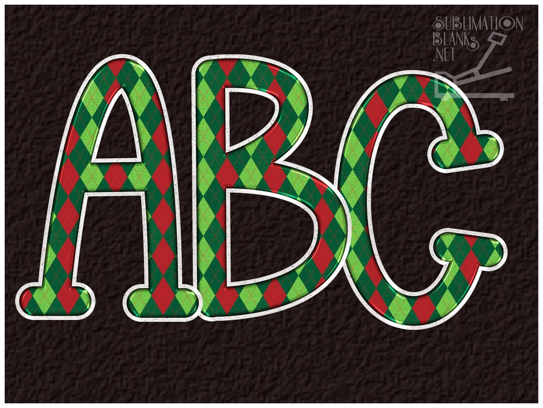 Alphabet, Sublimation Designs Downloass, ARGYLE CHRISTMAS Alphabet ...