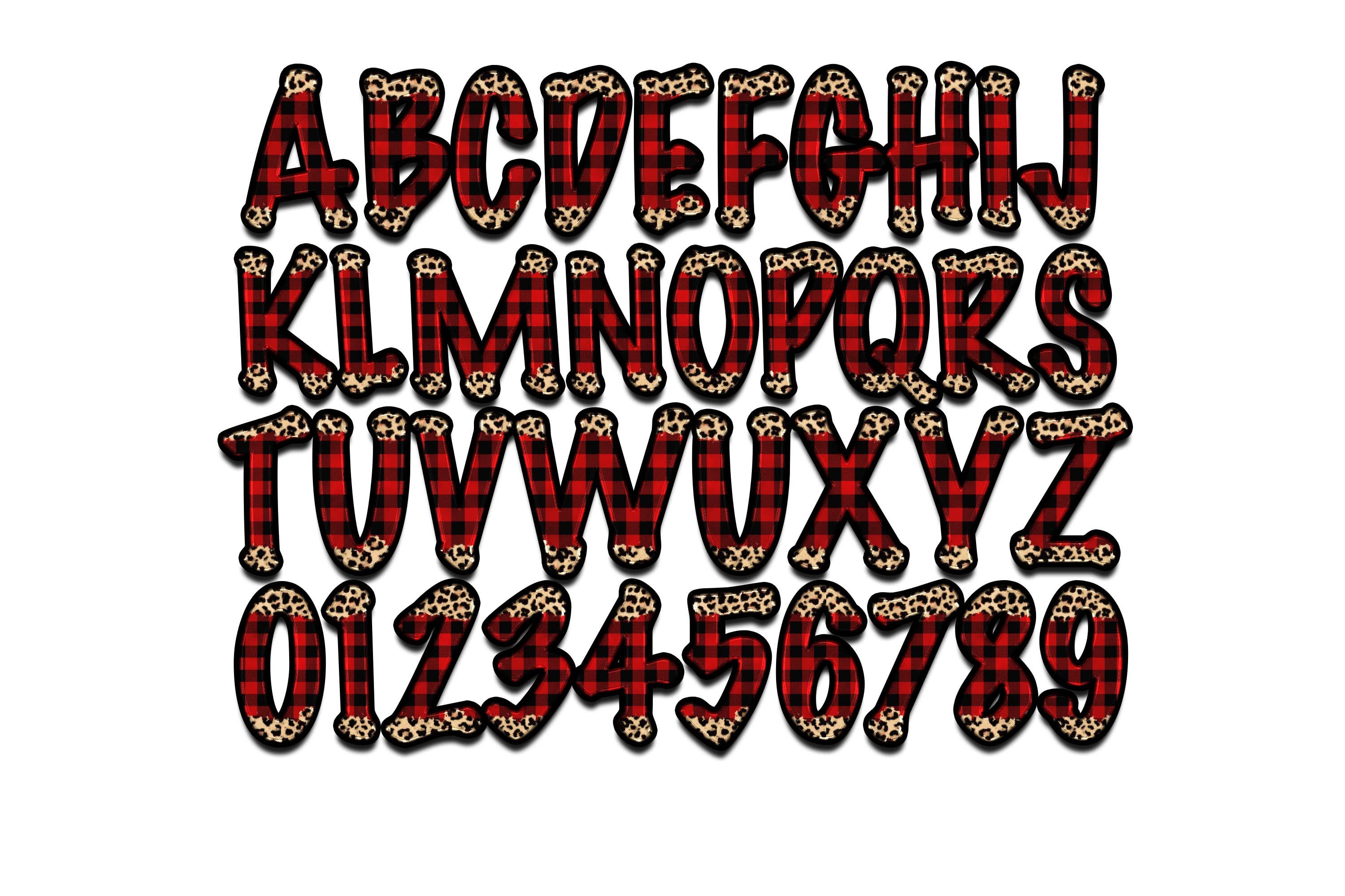 LEOPARD Buffalo Plaid Png Christmas Alphabet Monogram Sublimation ...