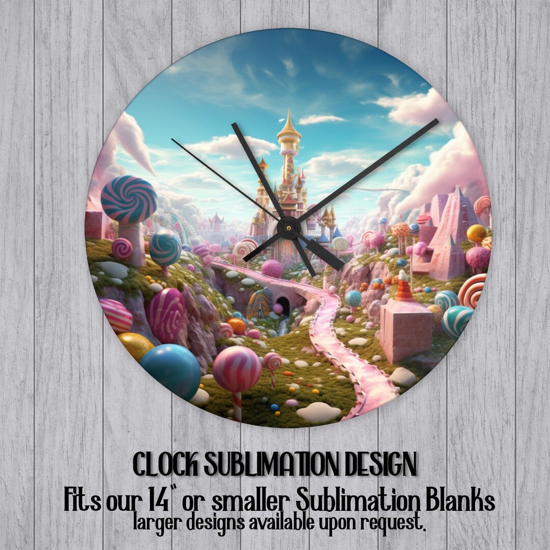 3d CANDYLAND Castle PNG Printable Candy Theme Clock Face Sublimation ...