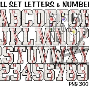 BASEBALL Png Faux CHENILLE Letters & Numbers Athletic Varsity Alphabet ...