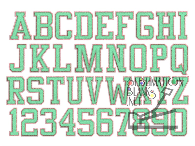 MINT Green Pink Gold CHENILLE Letters PNG Patches - Etsy