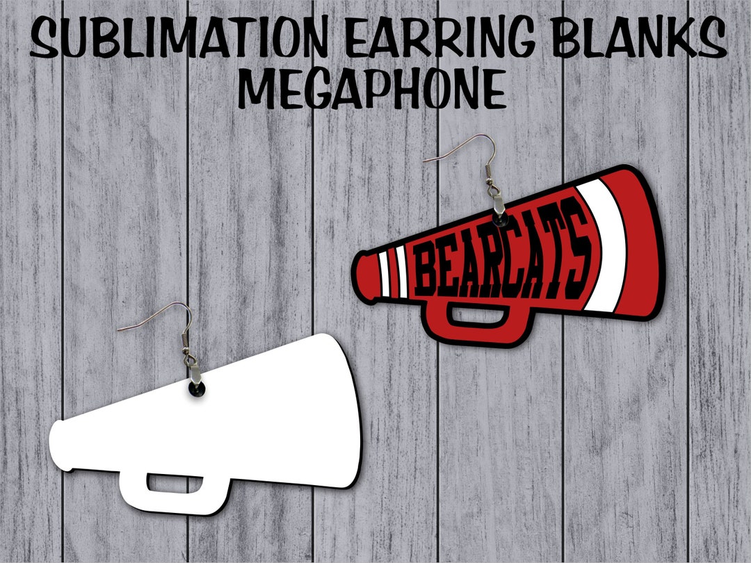 SINGLE Sided CHEER Megaphone Dangle Earrings SUBLIMATION Blanks Bulk ...