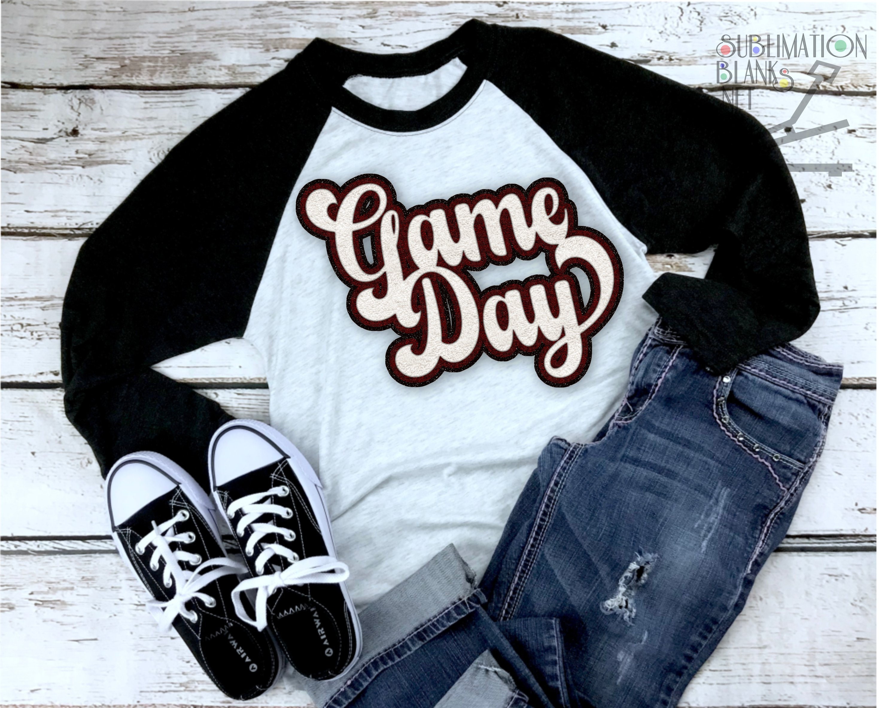 GAME DAY Png Faux Chenille Patch Maroon and Black School Spirit T Shirt ...