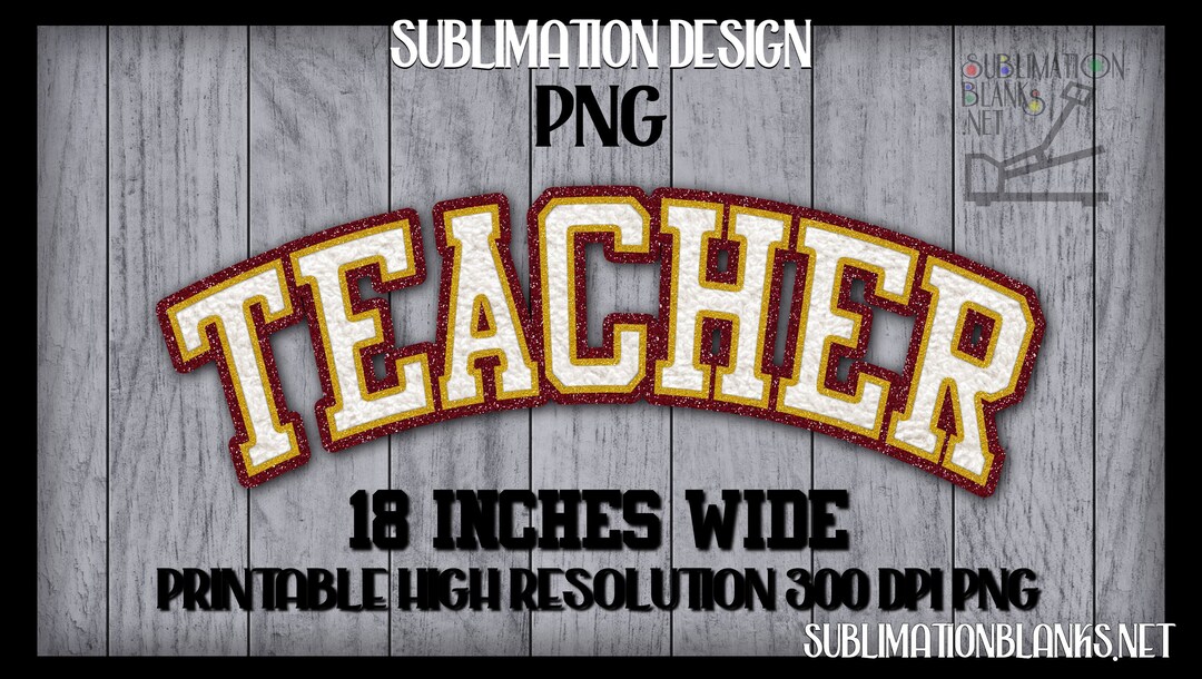 TEACHER Png Faux Chenille Patch Maroon Gold Team Mascot School Spirit ...