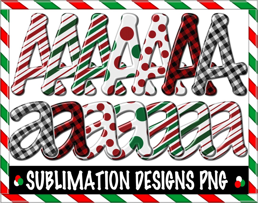 BUNDLE of 8 Alphabet Set Christmas Fonts Large Letters Red White Green ...