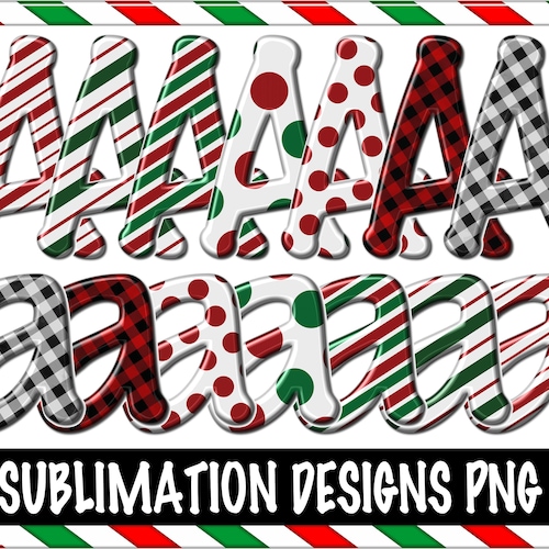 Red Buffalo Plaid Alphabet Bundle Sublimation Handwritten | Etsy