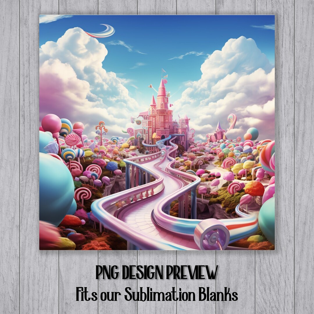 3d CANDYLAND Castle PNG Printable Candy Theme Clock Face Sublimation ...