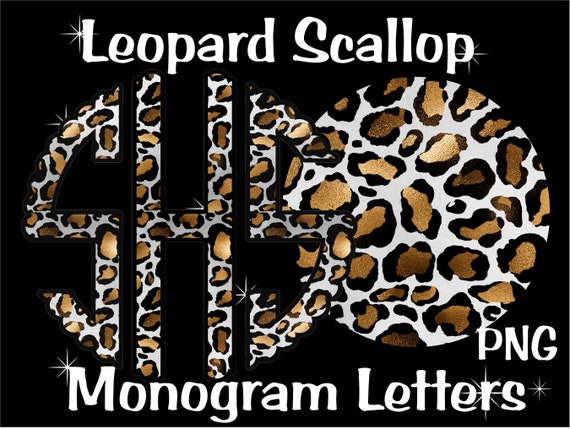 LEOPARD PRINT Scallop Monogram Font Large 10 Font - Etsy