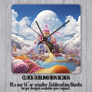 3d CANDYLAND Castle PNG Printable Candy Theme Clock Face Sublimation ...