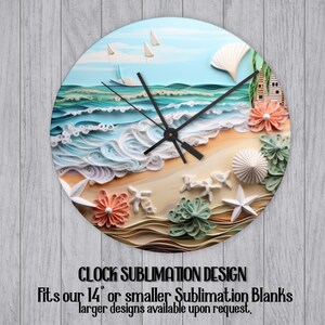 3d Sand Sea Beach Ocean Seashells Png Printable Digital Paper Art Clock ...