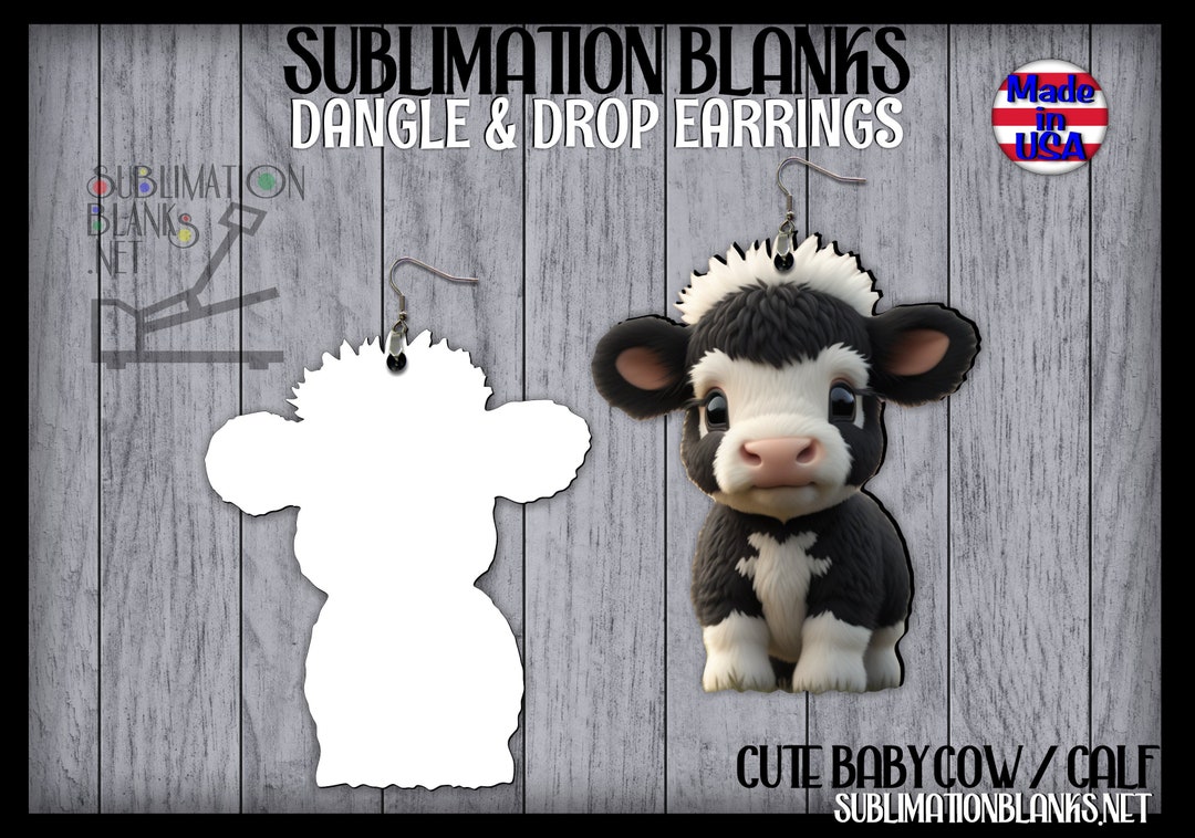 Ss SUBLIMATION BLANKS Cute Highland Cow, Farm Animal Cutout Dangle ...