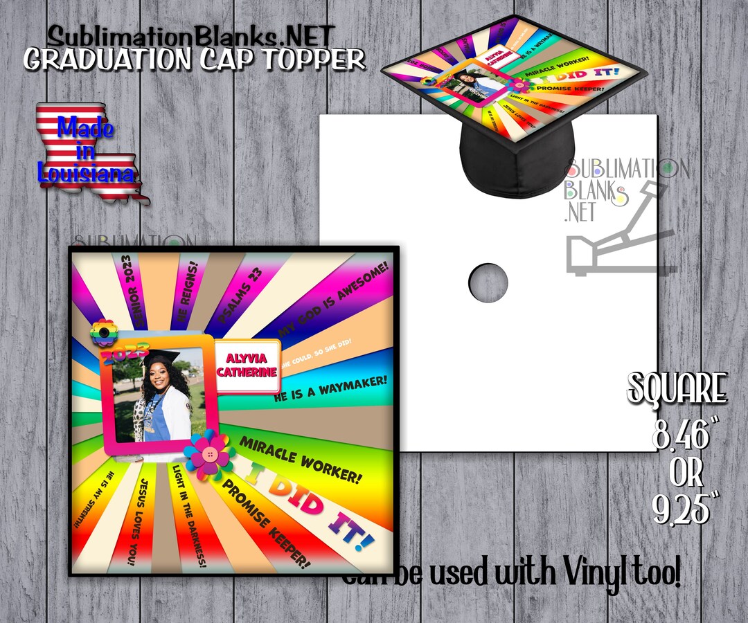 Ss SUBLIMATION BLANKS Graduation Cap TOPPER Graduation Fan Personalized ...