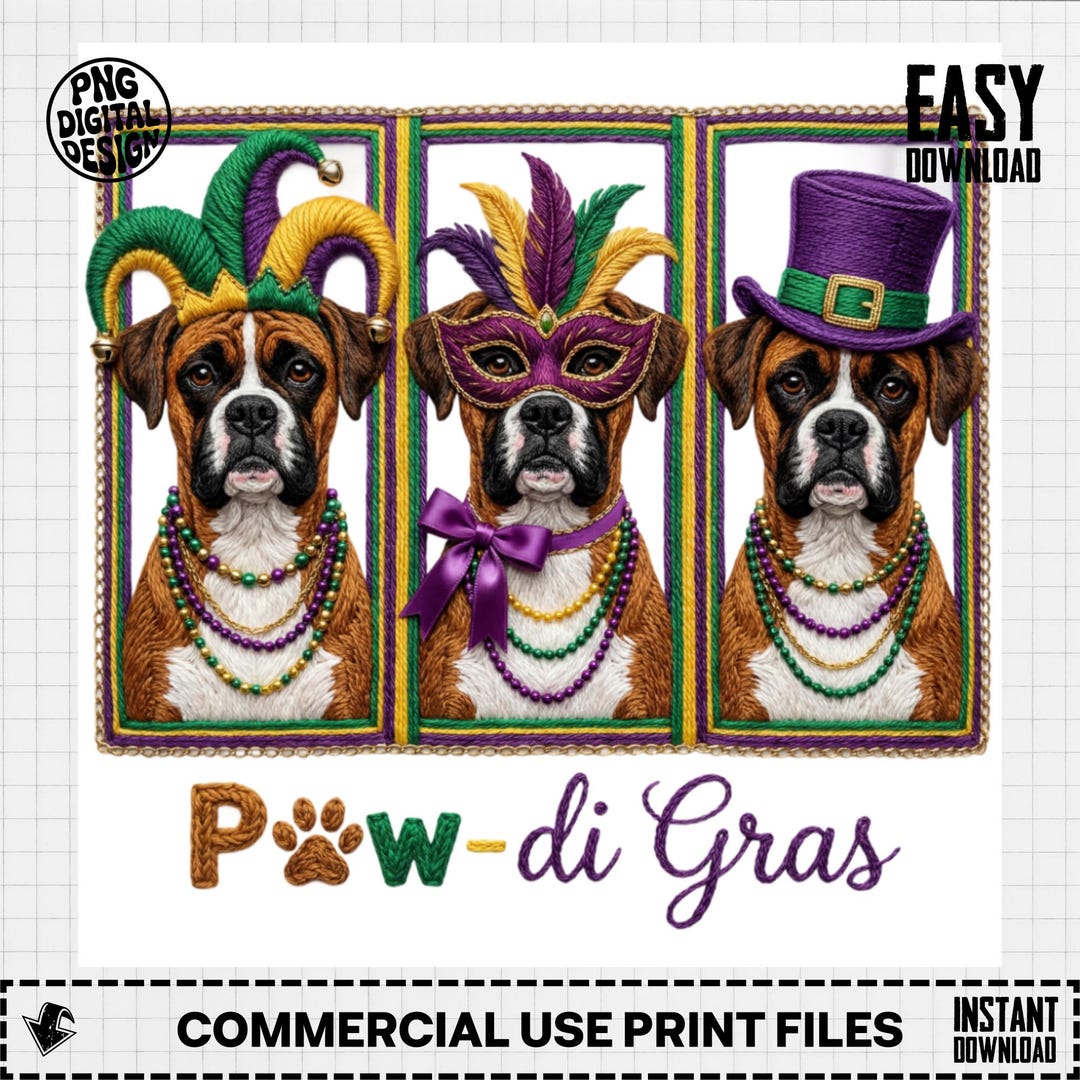 Mardi Gras Dogs, Digital Design, Boxer Dogs, Pow Di Gras Art, Carnival ...