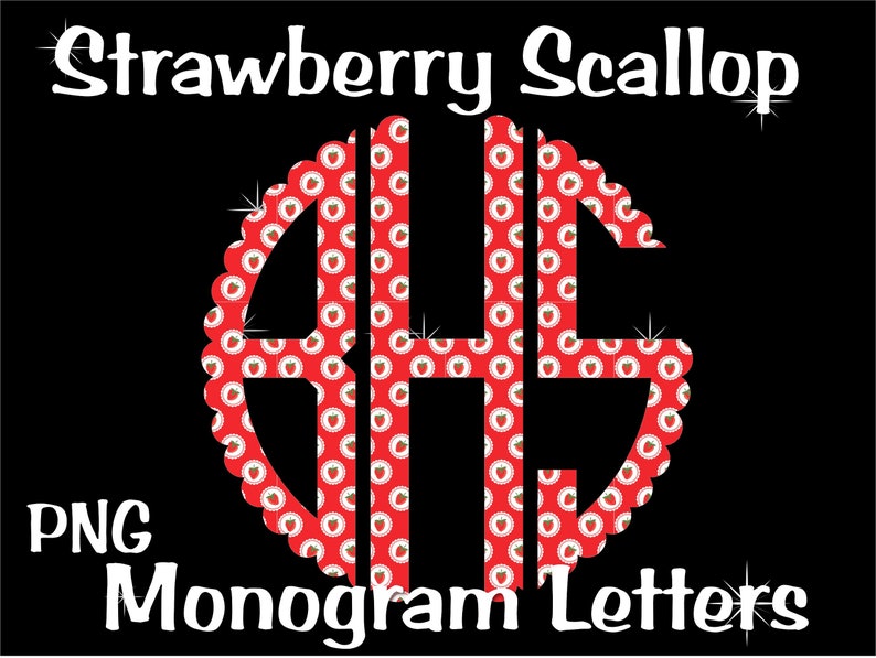 STRAWBERRY Scallop Monogram Font Large 10 Font - Etsy