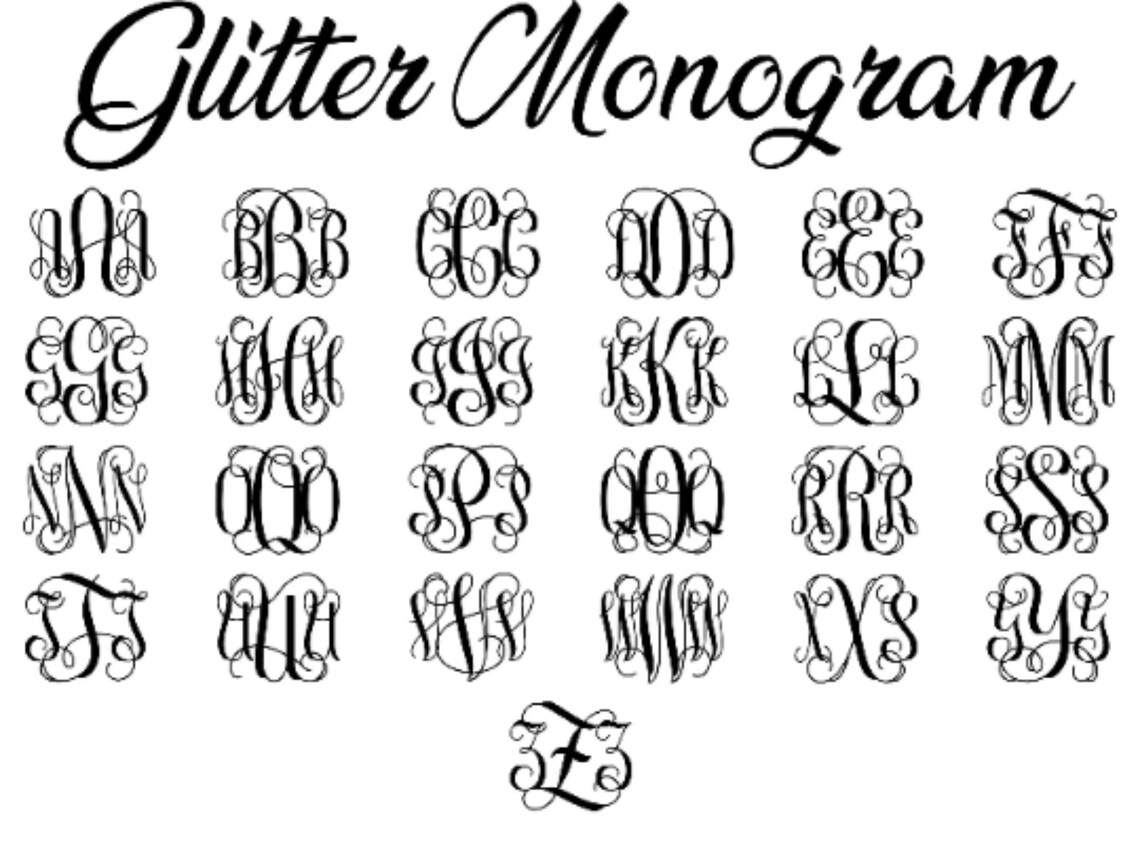 BLACK Glitter Monogram Alphabet Font Digital Download - Etsy