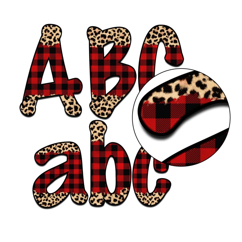 LEOPARD Buffalo Plaid Png Christmas Alphabet Monogram Sublimation ...