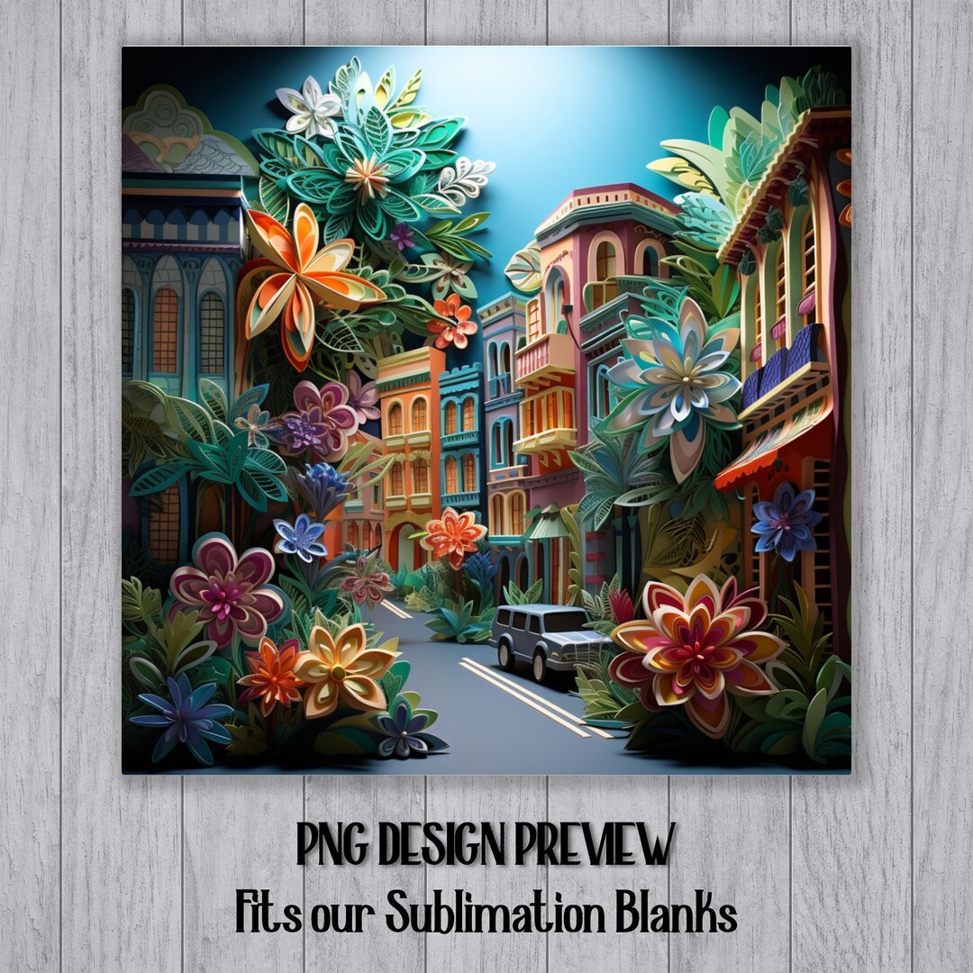 3d New Orleans French Quarter PNG Printable Digital Paper Art Clock ...