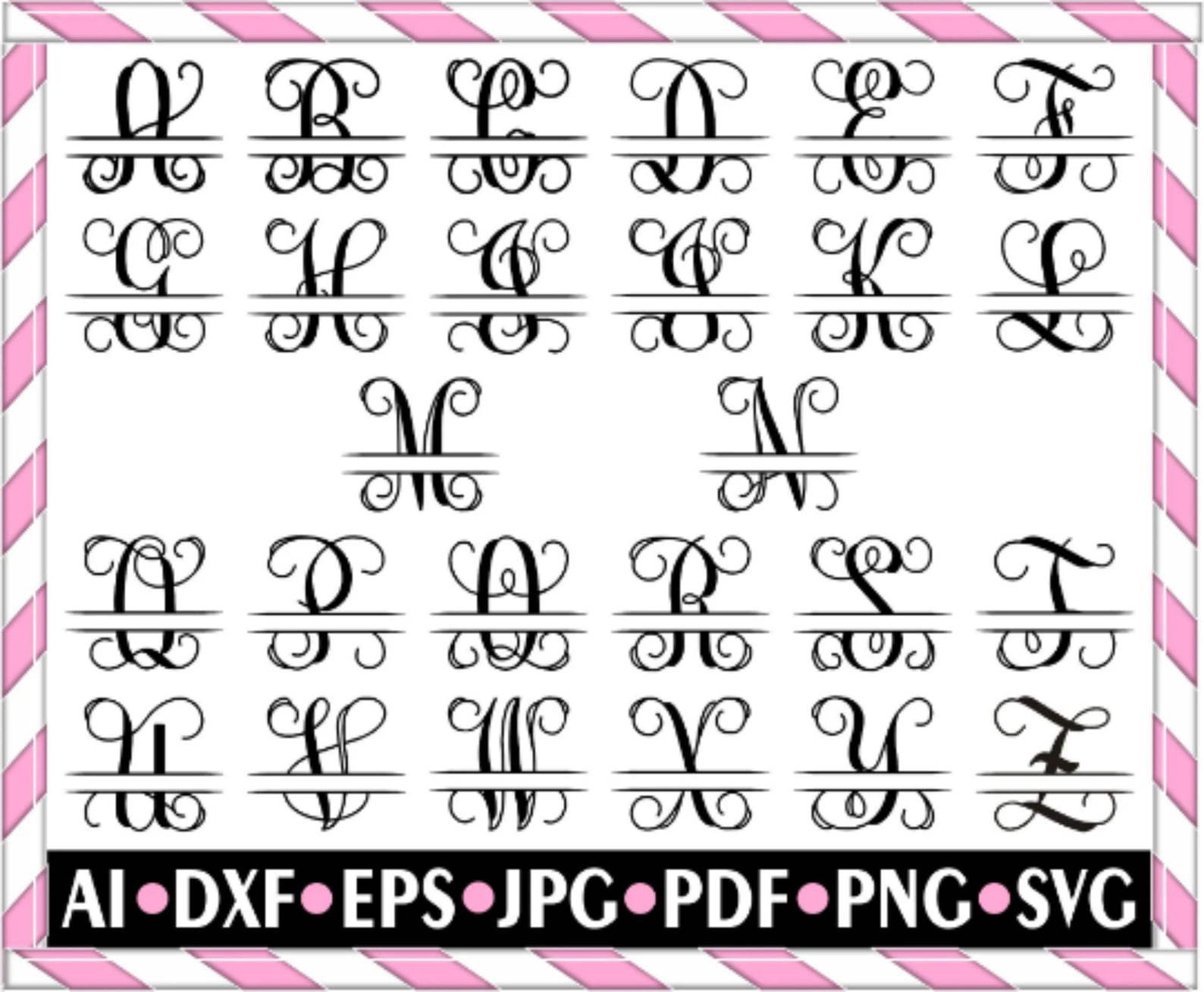 SPLIT Monogram FONT Svg Split Monogram Svg Vine Font svg - Etsy