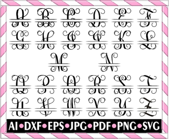 SPLIT Monogram FONT Svg Split Monogram Svg Vine Font svg - Etsy