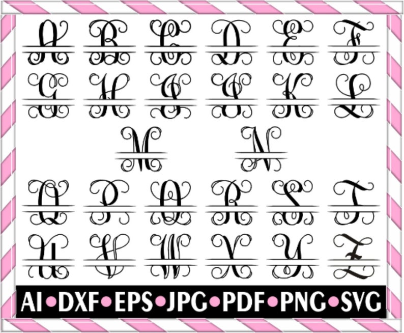 SPLIT Monogram FONT Svg Split Monogram Svg Vine Font svg - Etsy
