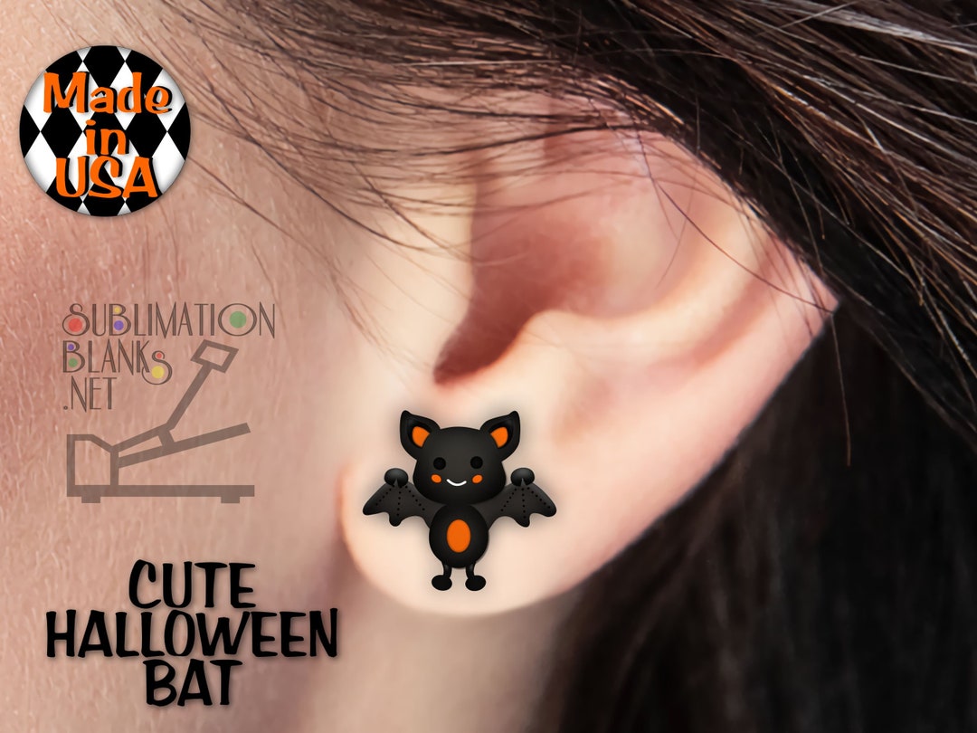 Halloween STUD Earrings BAT SUBLIMATION Blanks Halloween Earrings Bulk ...