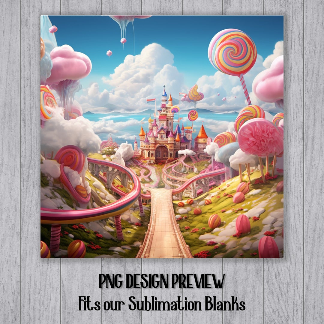 3d CANDYLAND Castle PNG Printable Candy Theme Clock Face Sublimation ...
