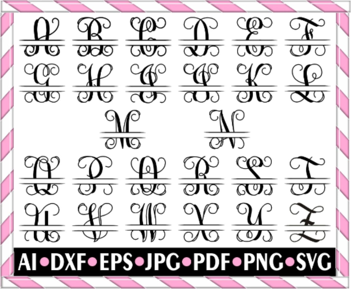 SPLIT Monogram FONT Svg Split Monogram Svg Vine Font svg - Etsy