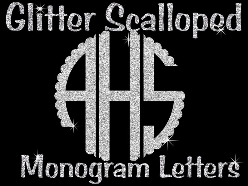 SILVER GLITTER Scallop Monogram Font Large 10 Font - Etsy