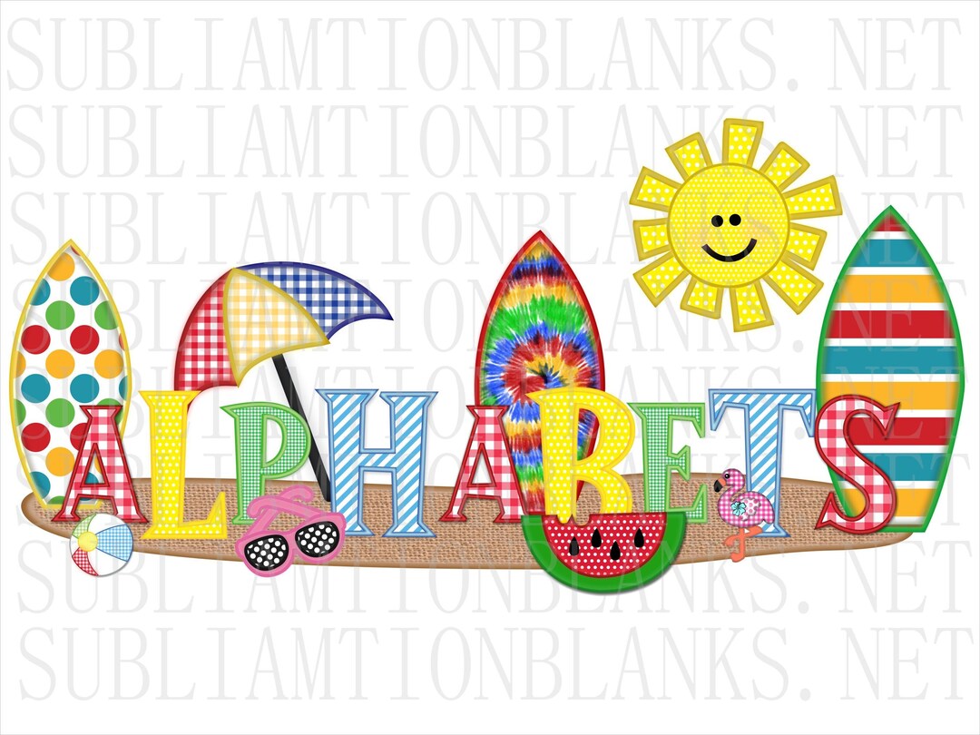 Faux Applique, Doodle Letters, SUMMER ALPHABET, Beach, PNG, Font ...