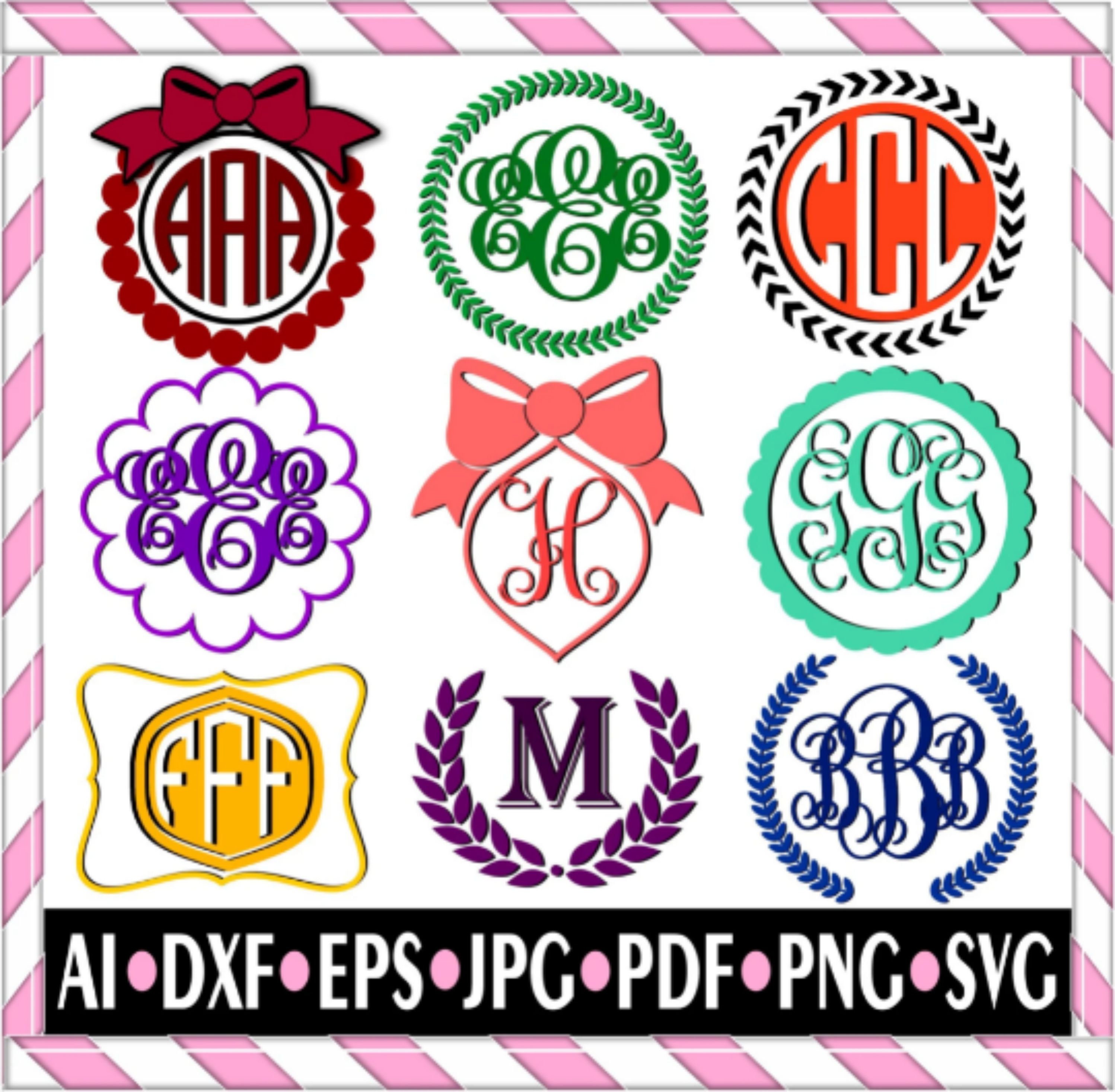 MONOGRAM FRAME Svg MONOGRAM Bundle Cut Files Cricut Silhouette | Etsy