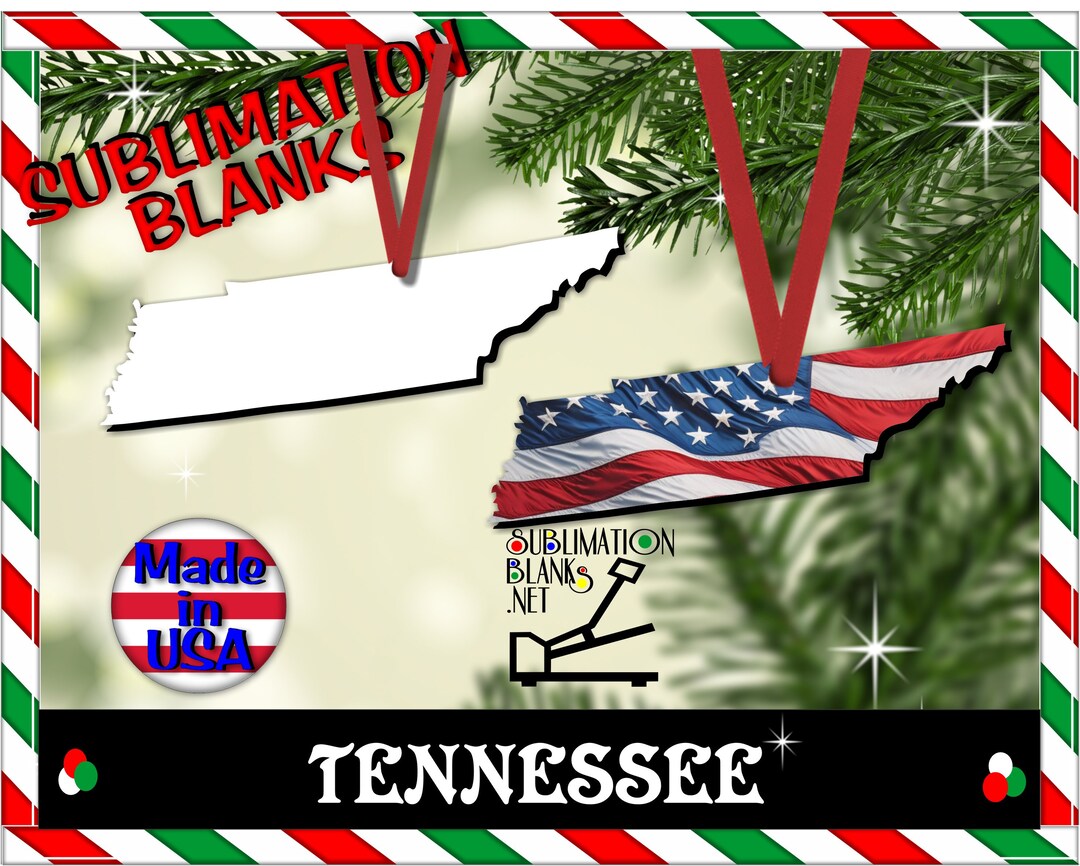 Sublimation BLANKS TENNESSEE State ORNAMENT Christmas Ornaments Holiday ...
