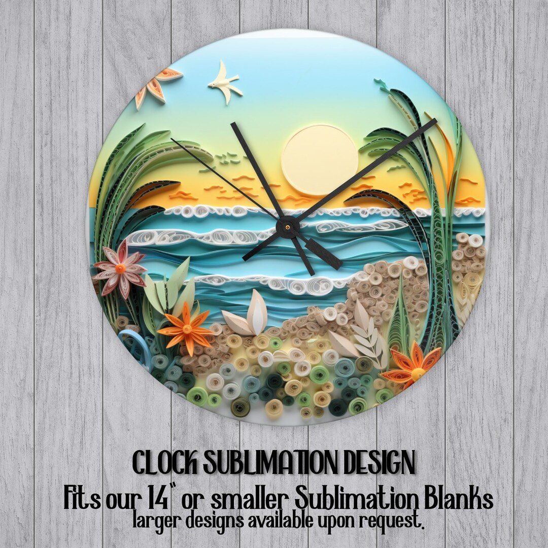 3d Sand Sea Beach Ocean Seashells Png Printable Digital Paper Art Clock ...