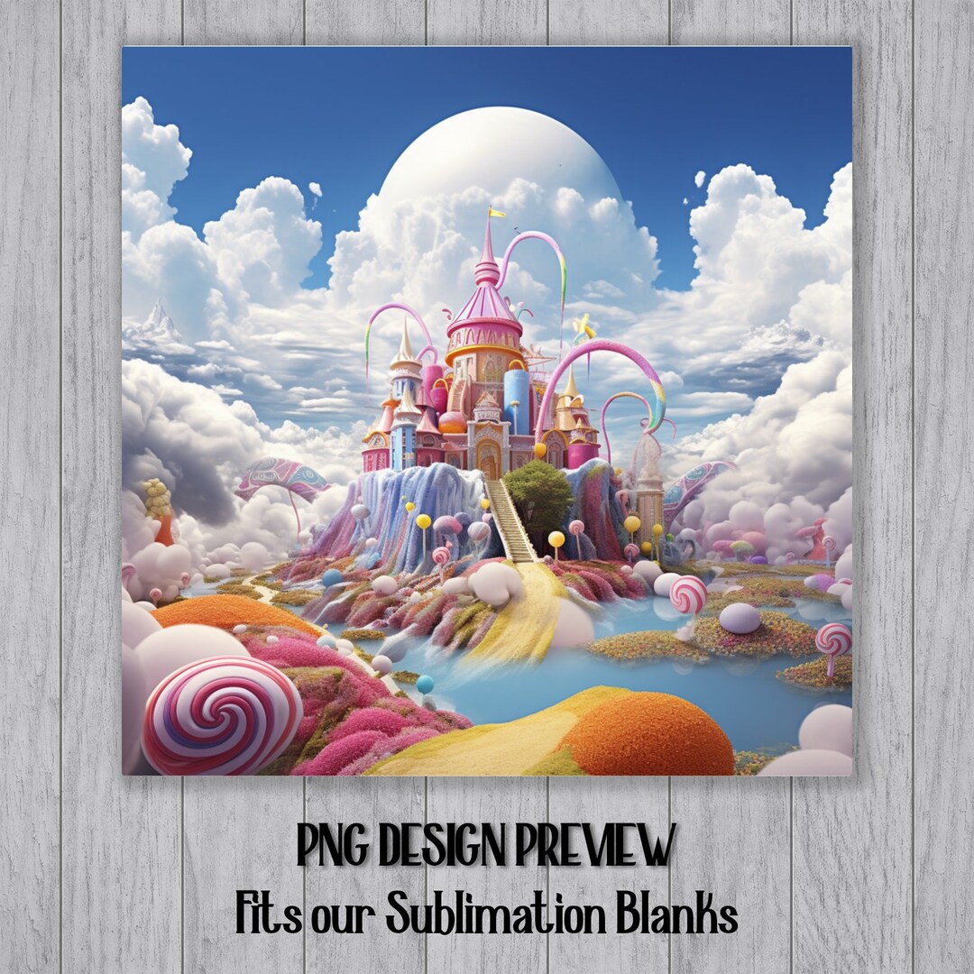 3d CANDYLAND Castle PNG Printable Candy Theme Clock Face Sublimation ...