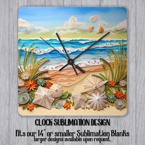 3d Sand Sea Beach Ocean Seashells Png Printable Digital Paper Art Clock ...