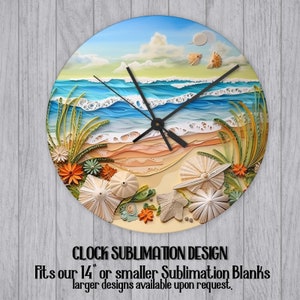 3d Sand Sea Beach Ocean Seashells Png Printable Digital Paper Art Clock ...