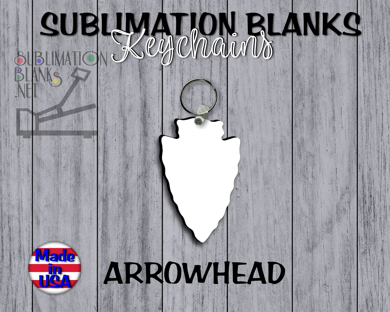 Single Sided Arrowhead SUBLIMATION Blanks KEYCHAIN Charm HARDWARE ...
